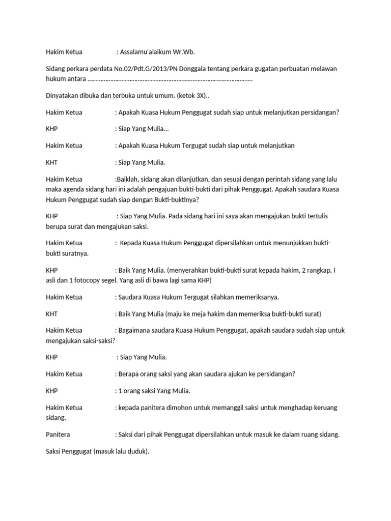 Draf Persidangan Perdata | PDF