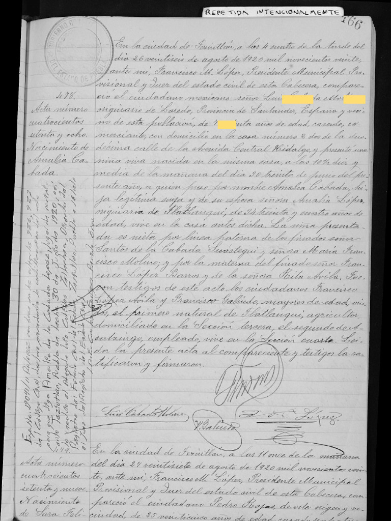 Acta Nac Hija de Luis Cabada Teziutlan Pue | PDF