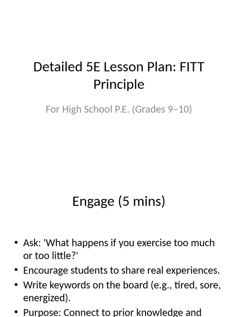 Detailed FITT Lesson Plan | PDF