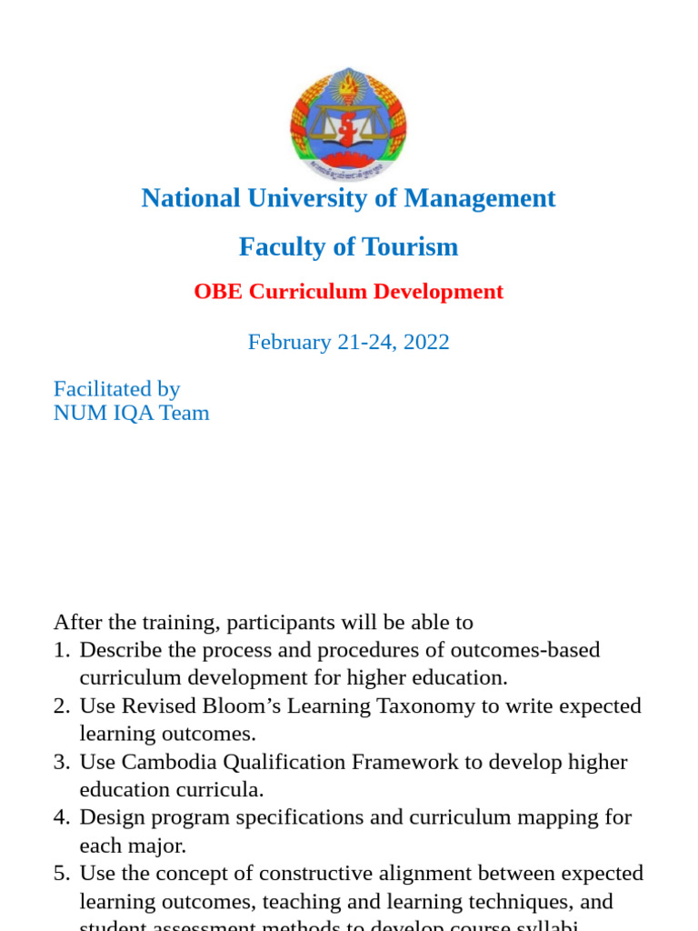 Development of Expected Learning Outcomes - NUM | PDF | Curriculum ...