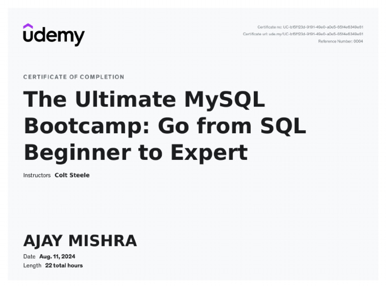 SQL Certificate Udemy | PDF
