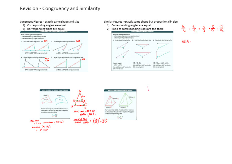 Revision Notes - Congruency and Similarity | PDF