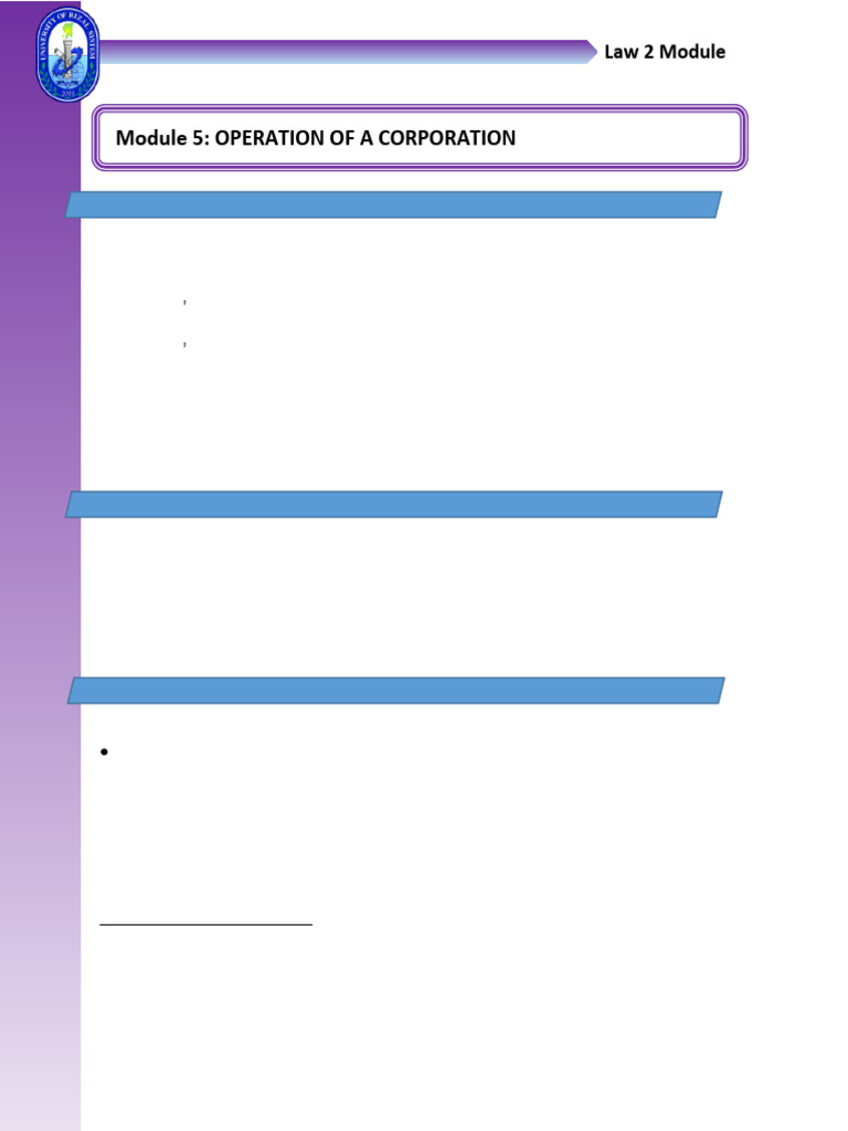 Law 2 Unit 3 Module 5 Partial | PDF | Board Of Directors | Corporations