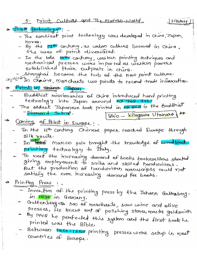 class 10 History CH 5 Class Notes by Gunjan Rathore | PDF