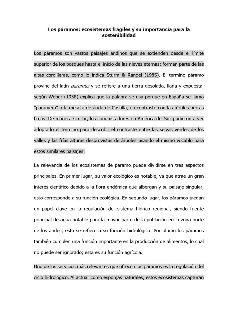 Los Páramos | PDF | Agua | Sustentabilidad