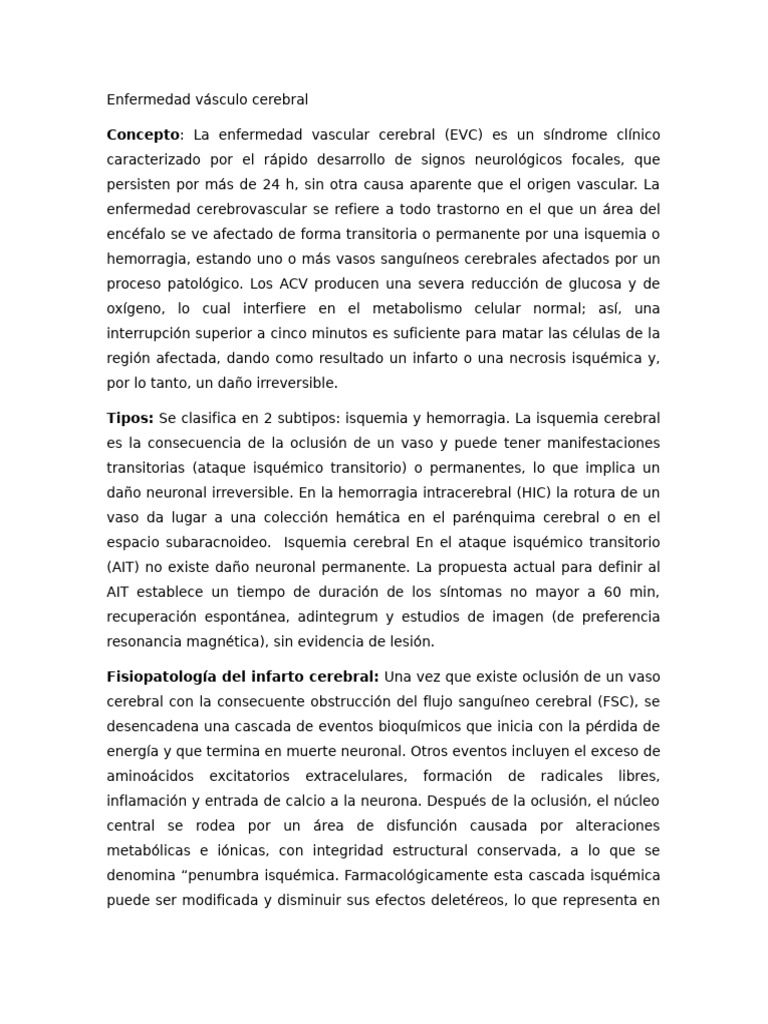 Enfermedad Vásculo Cerebral | PDF | Isquemia | Carrera