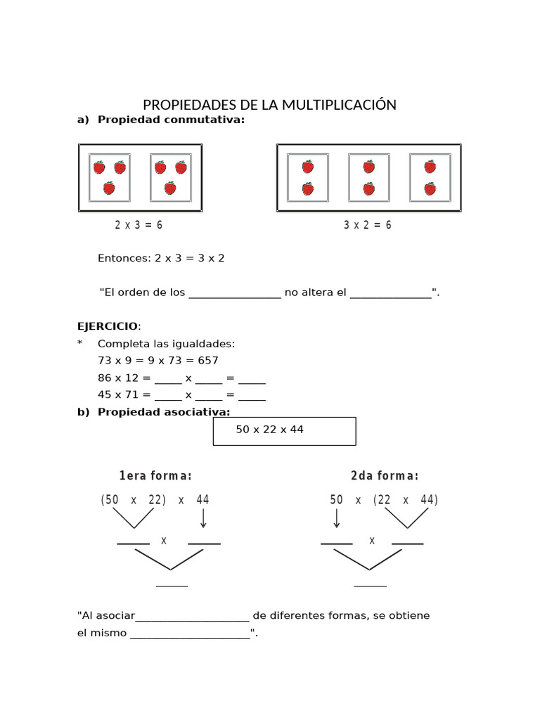 Propiedades de la Multiplicación para Niños | PDF