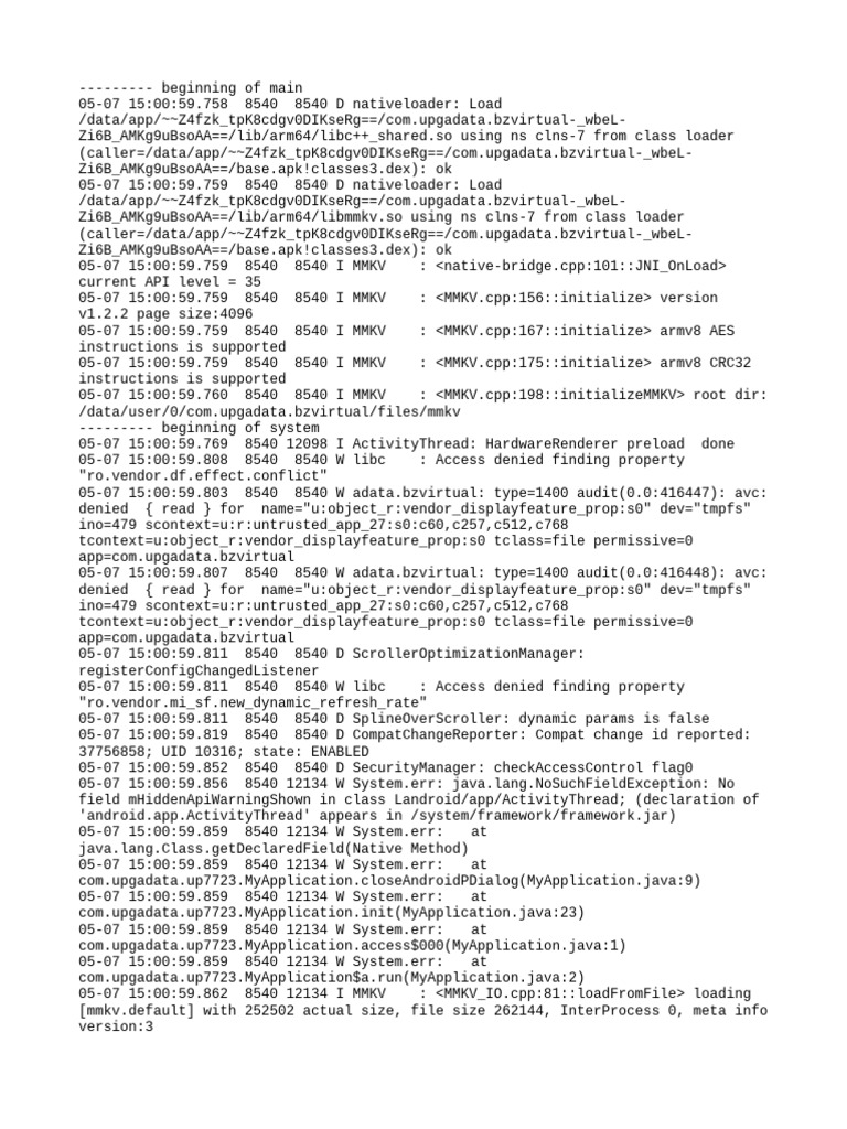 Com - Upgadata.bzvirtual Logcat | PDF | Java (Programming Language) | Computer Architecture