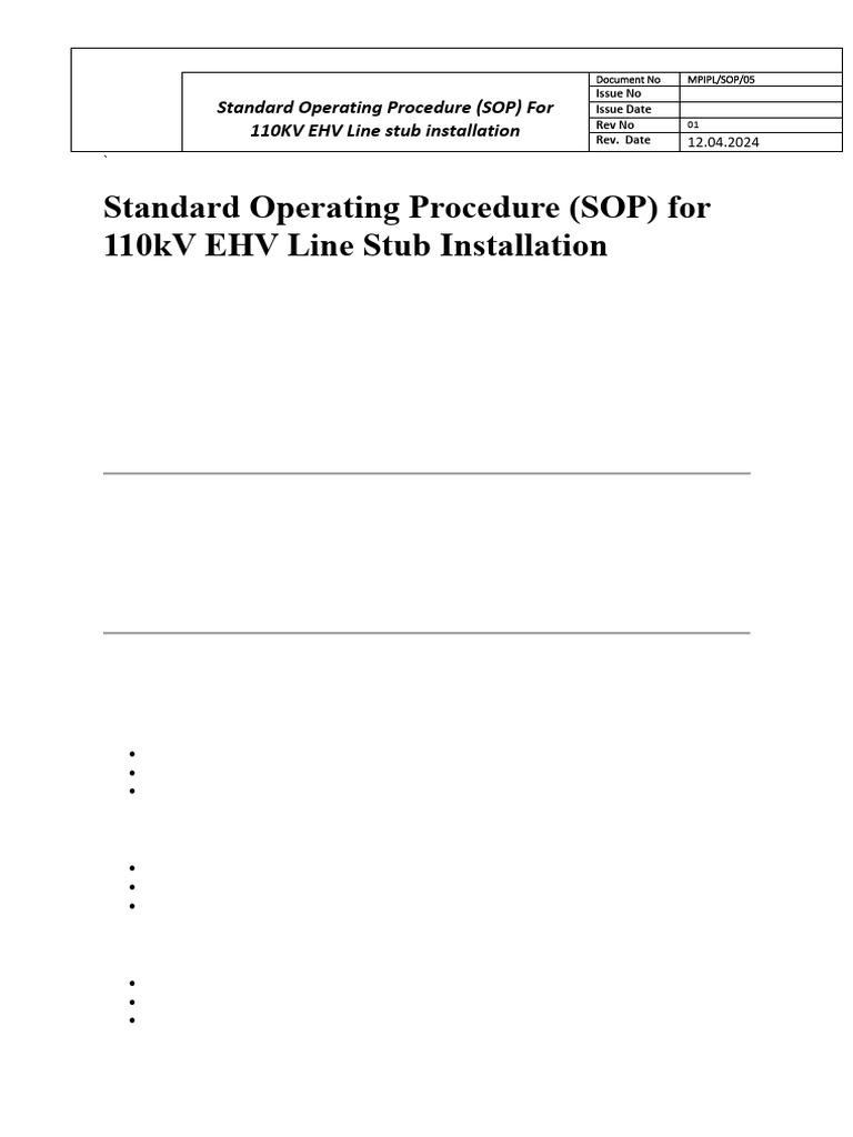 Standard Operating Procedure STUB INSTALLATION | PDF | Concrete | Surveying