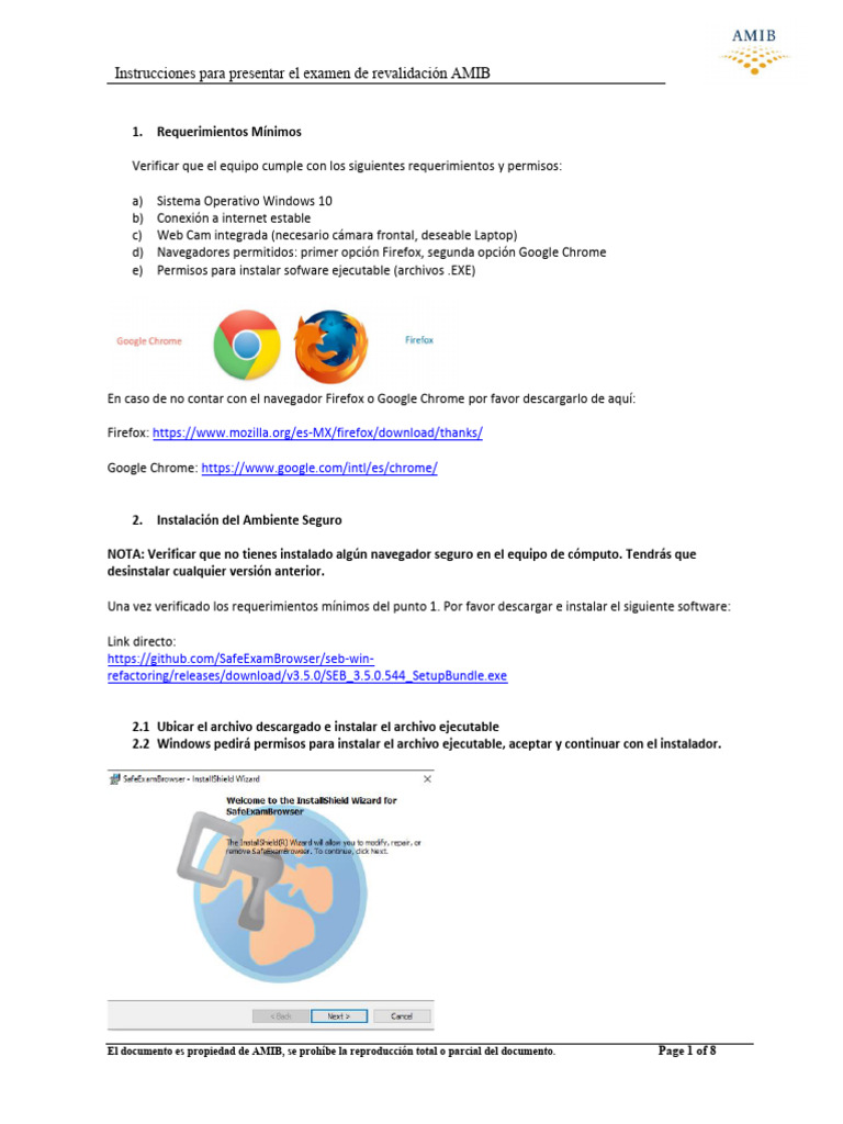 Instrucciones Examen Revalidación AMIB | PDF | Software del sistema ...
