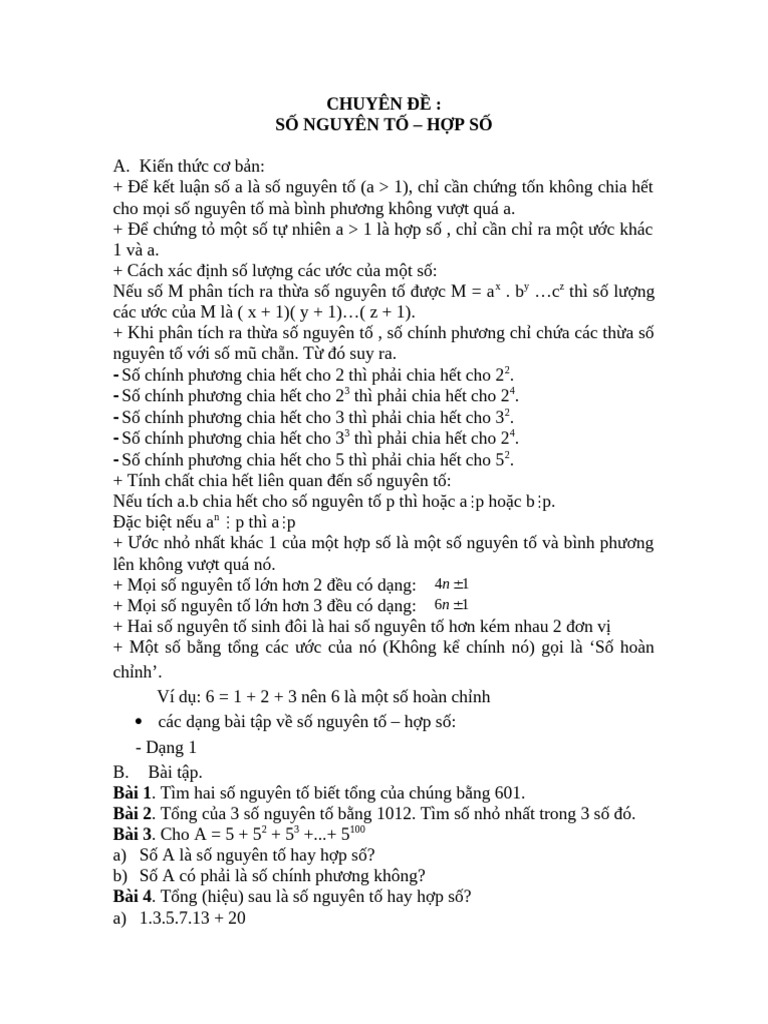 Chuyen de So Nguyen To Hop So | PDF