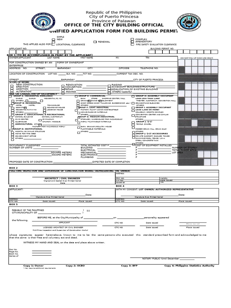 Unified Building Permit Form (1) (1) | PDF | Notary Public | Building