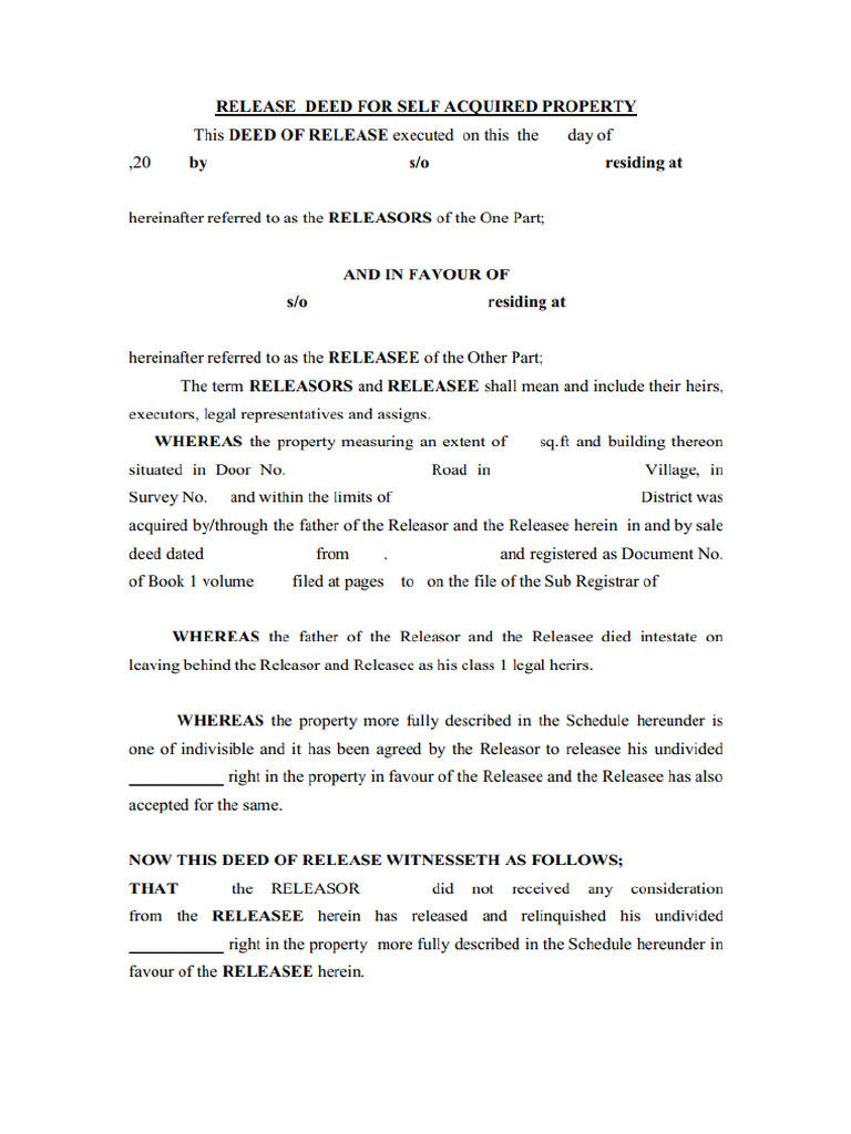 Release Deed | PDF