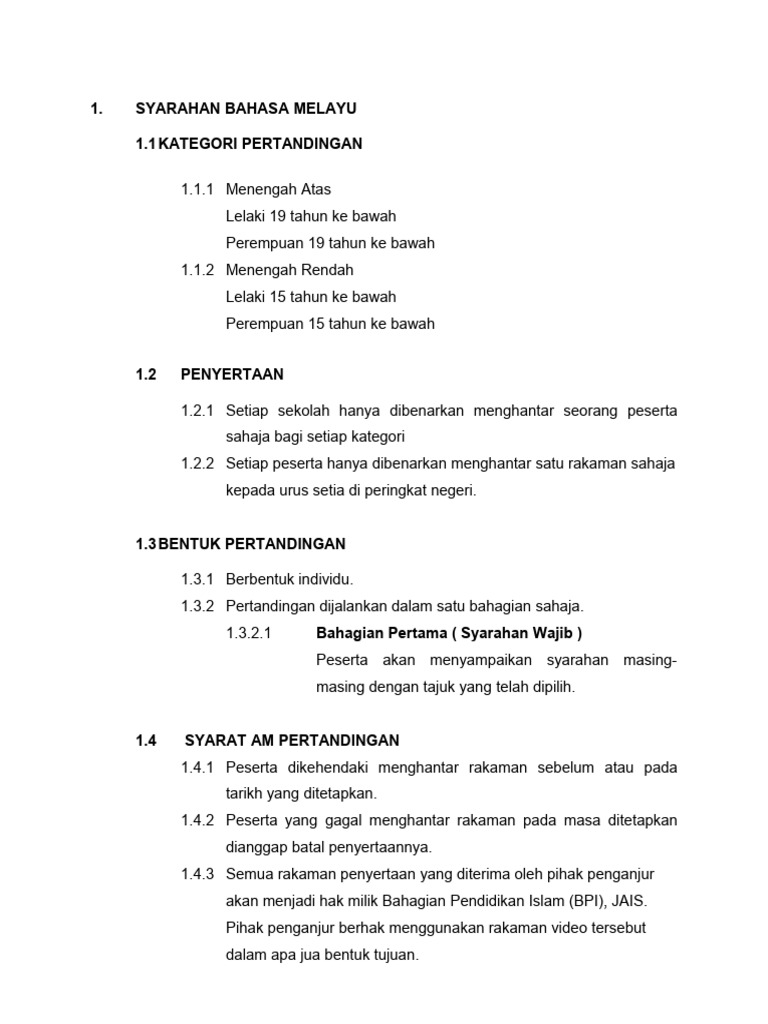 Panduan Pertandingan Syarahan Bahasa Melayu | PDF