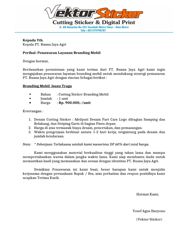 Penawaran PT. Buana Jaya Agri | PDF