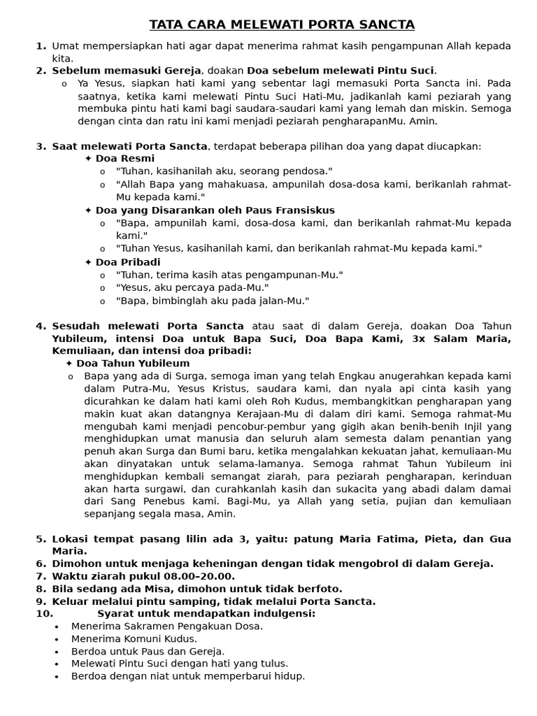 Tata Cara Melewati Porta Sancta | PDF