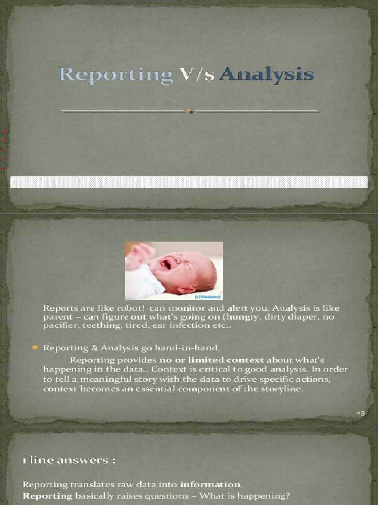 Analysis Vs Reporting | PDF