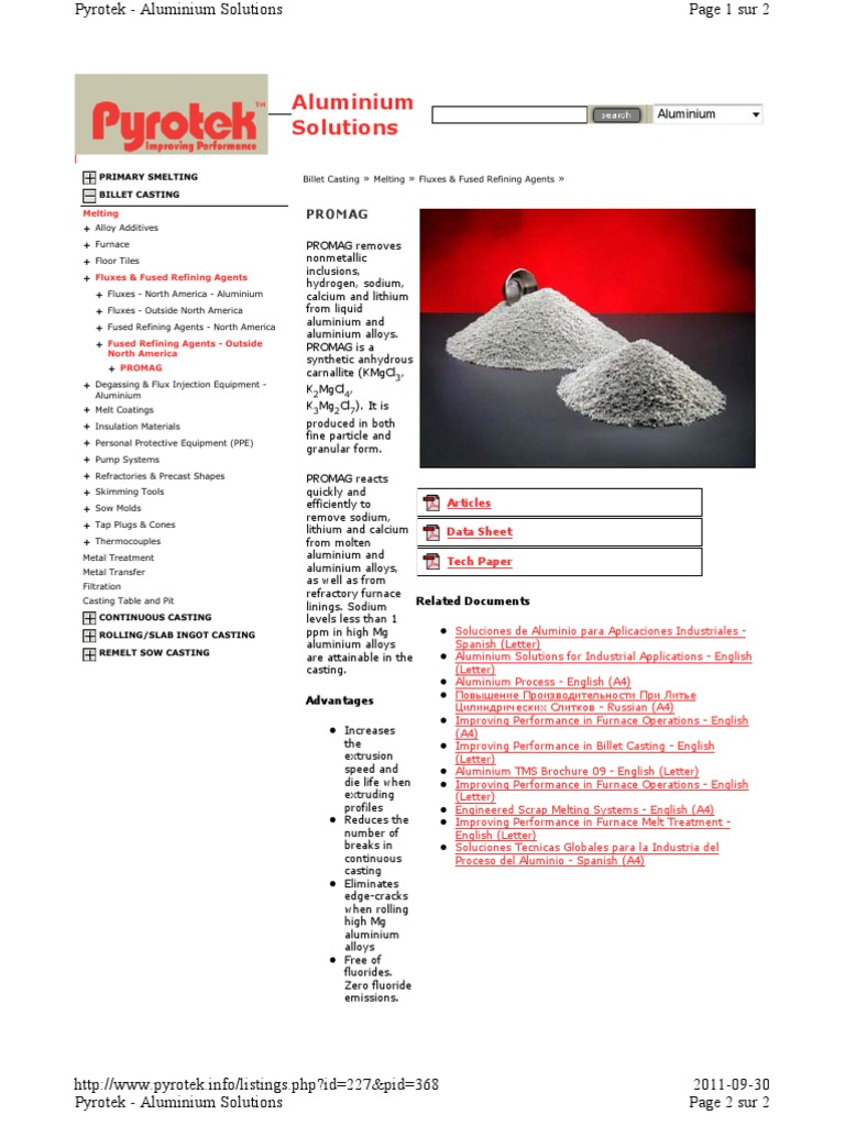 Pyrotek Promag | PDF | Aluminium | Magnesium