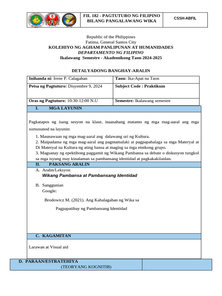 Wika - Lesson Plan | PDF