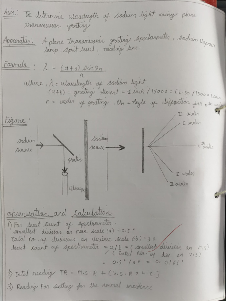 Demonstration Experiment No. 7 Lambda by Grating | PDF