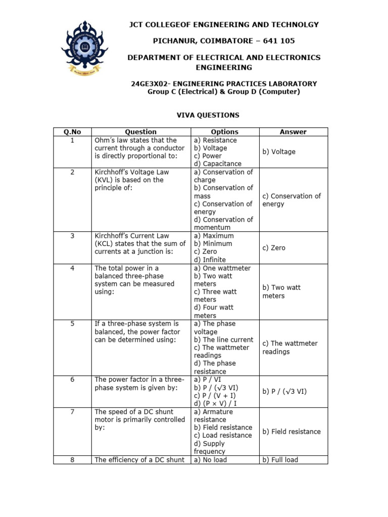 Ep Lab Viva Voce | PDF | Rectifier | Electric Motor