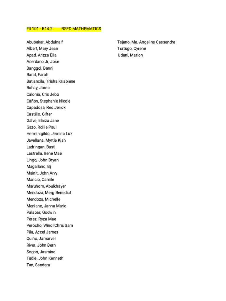 Fil101 b14.2 Bsed Mathematics | PDF