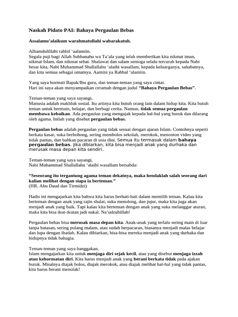 Naskah Pidato PAI 2 | PDF