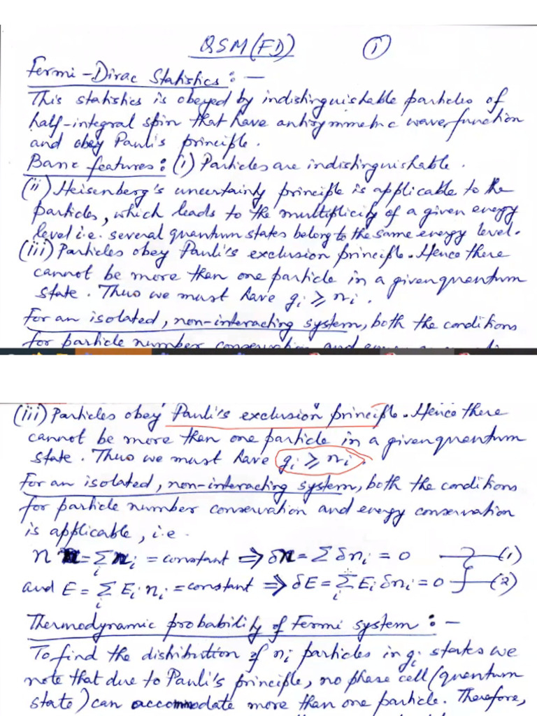 Fermi Dirac Statistics | PDF