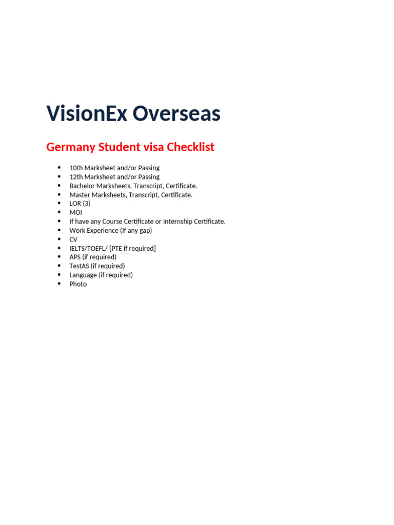 VisionEx Overseas | PDF