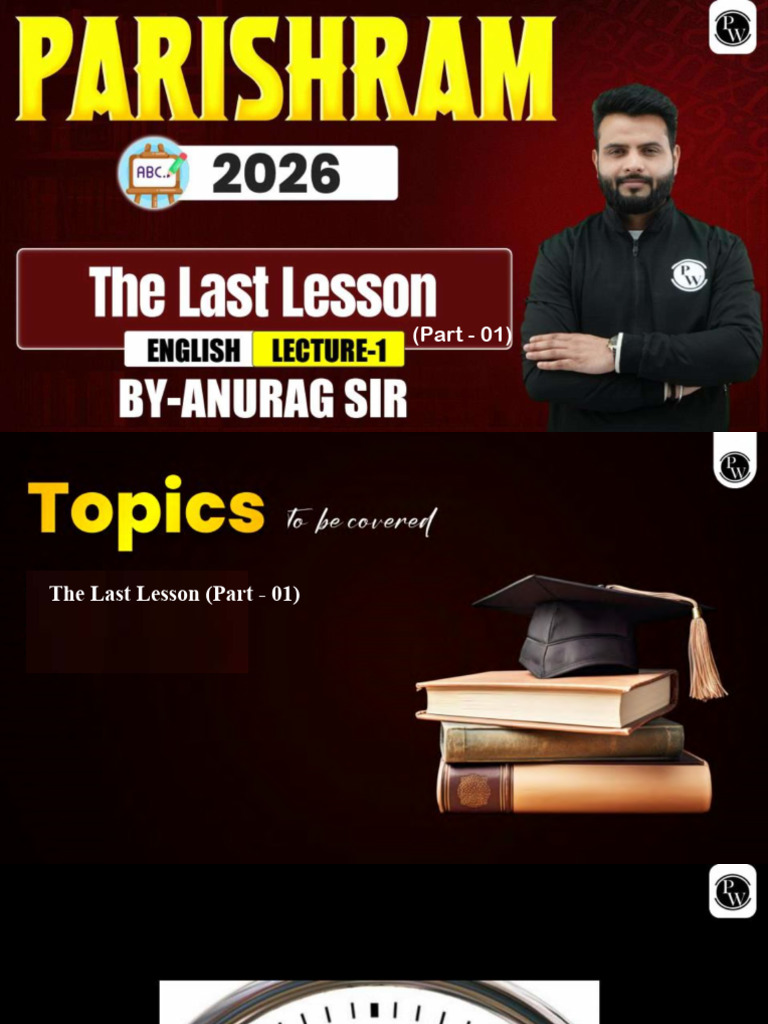 Flamingo - The Last Lesson (Part - 01) 01 - Class Notes - Parishram ...