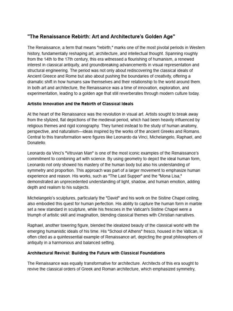 _The Renaissance Rebirth_ Art and Architecture’s Golden Age_ | PDF ...