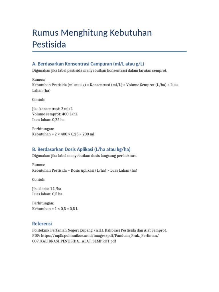 Rumus Kebutuhan Pestisida | PDF