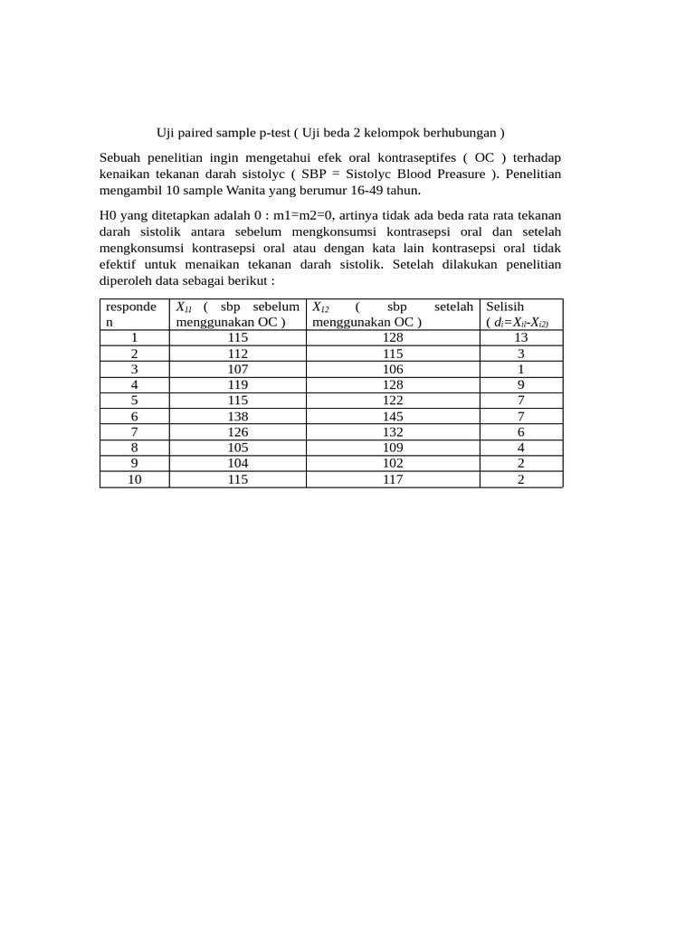 Uji Paired Sample P-Test | PDF