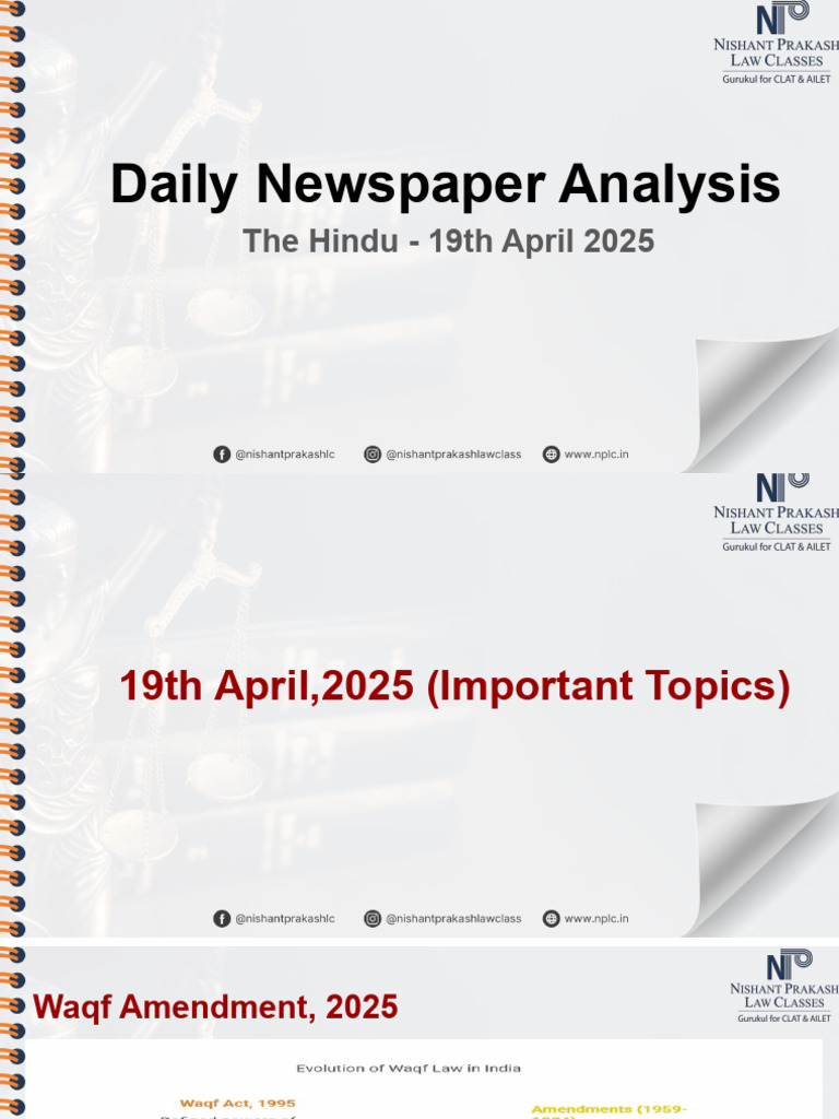 Daily Newspaper Analysis-19th April 2025 | PDF | Royal Assent | Climate ...
