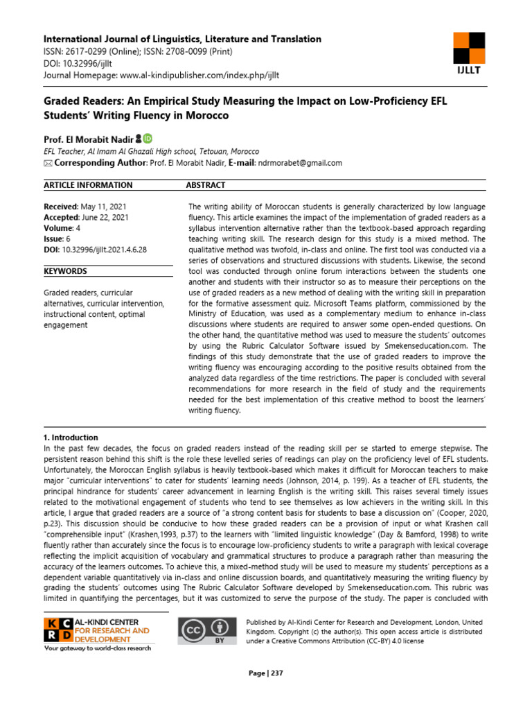 553789 Graded Readers an Empirical Study Measur 6e785762 | PDF | English As A Second Or Foreign ...