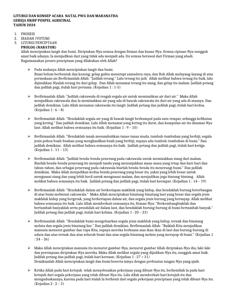 Konsep Lituri Natal PWG Dan Maranatha | PDF