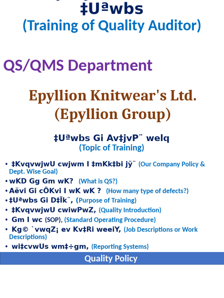 Quality Auditor Training | PDF