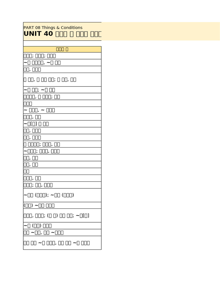 중학어휘끝 필수 Unit40 어휘테스트 한영 | PDF