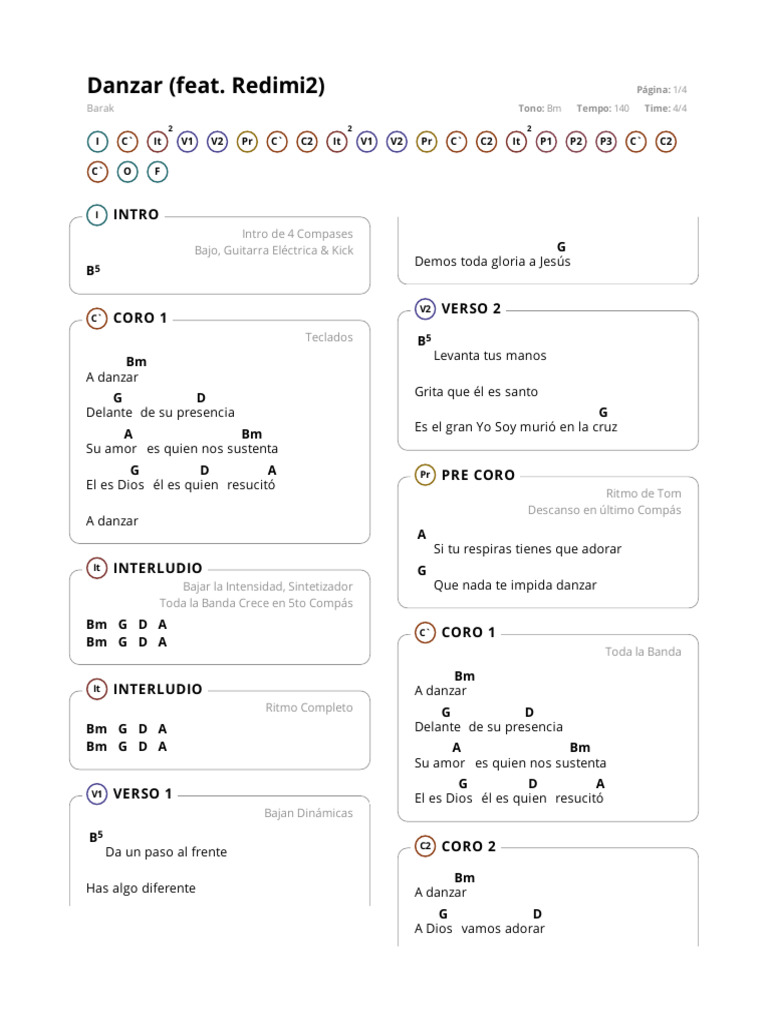 Danzar (Feat. Redimi2) - Barak-Generacion Radical - Bm.7 | PDF