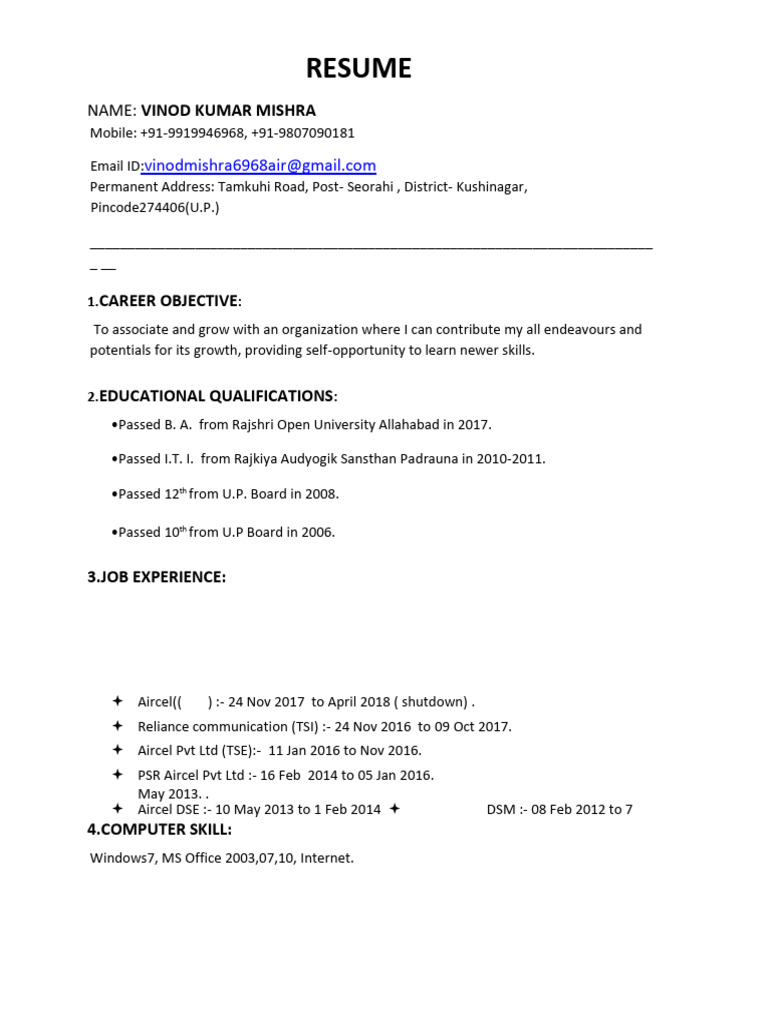 Vinod resume | PDF