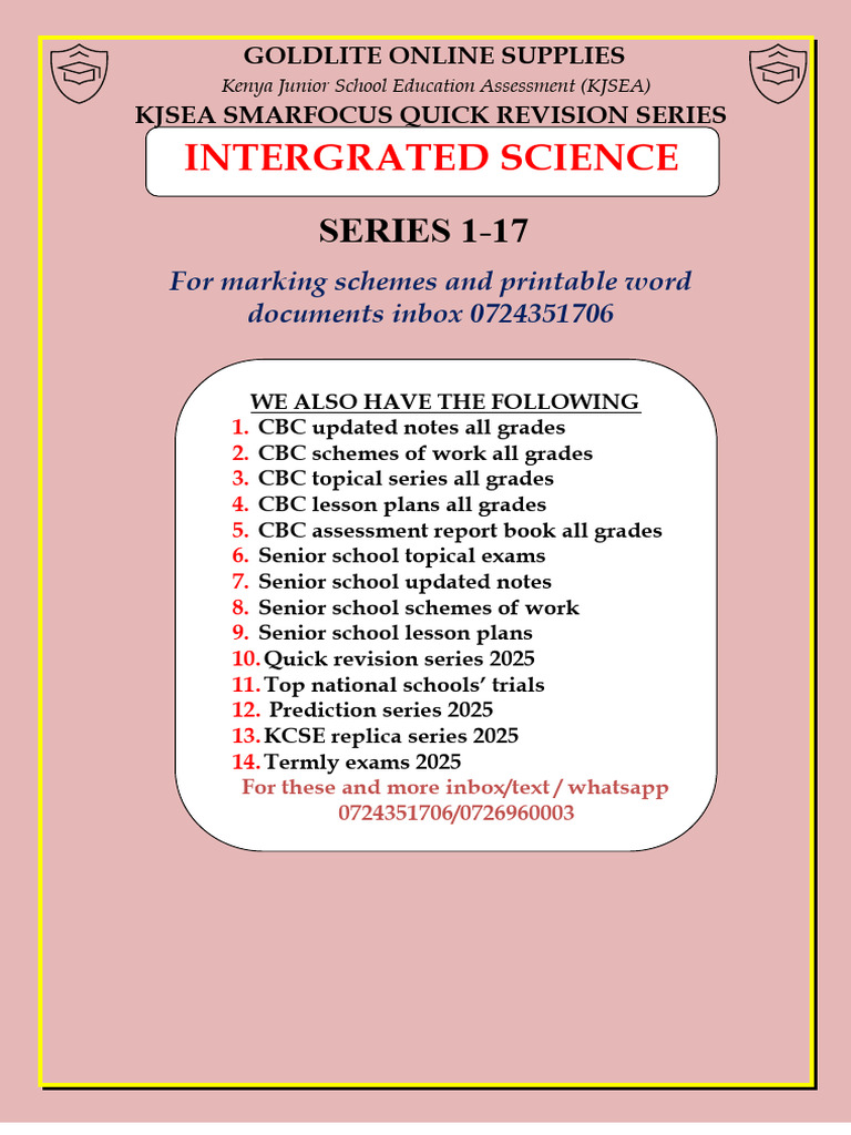 Kjsea Integrated Science Quick Revision 2025 | PDF | Water | Sodium