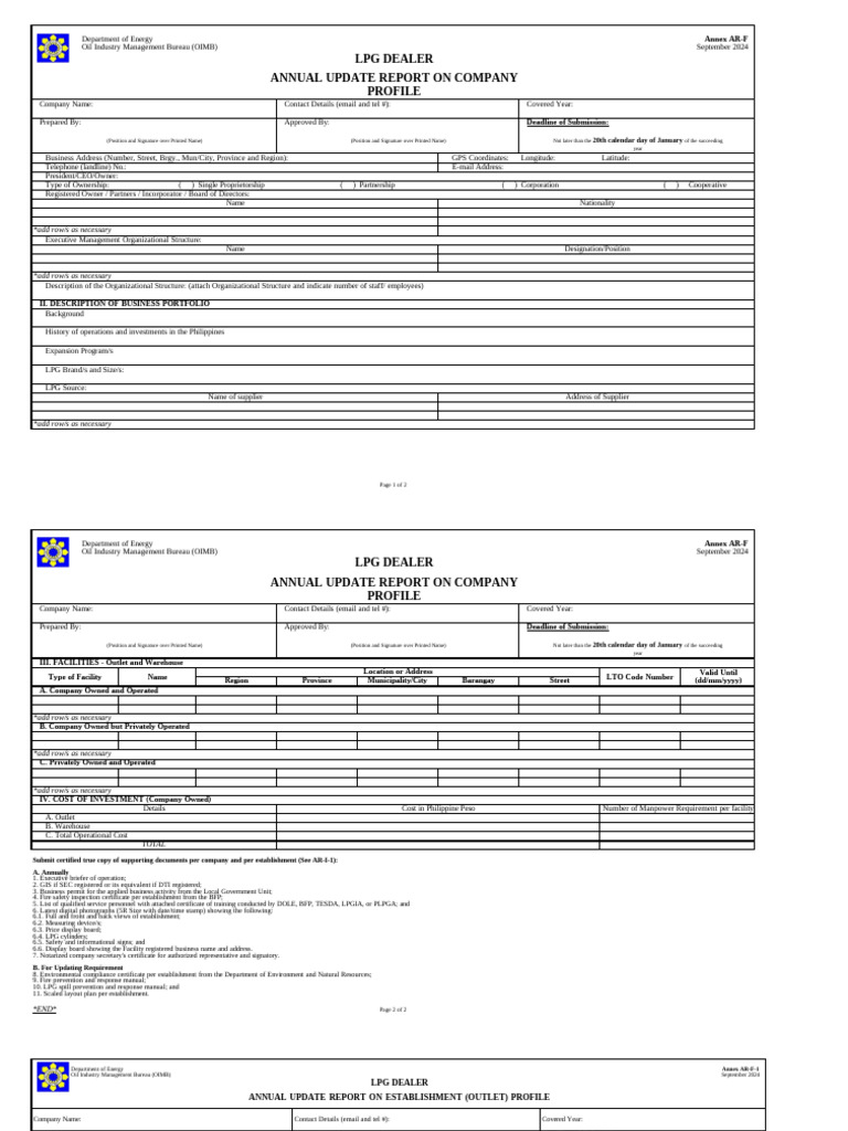 Annual Forms of Doe Reportorial For Retailer | PDF | Liquefied ...