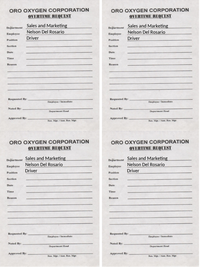 Nelson OT Form | PDF