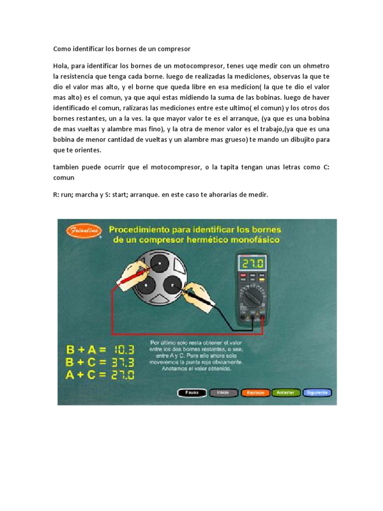 Como Identificar Los Bornes de Un Compresor | PDF