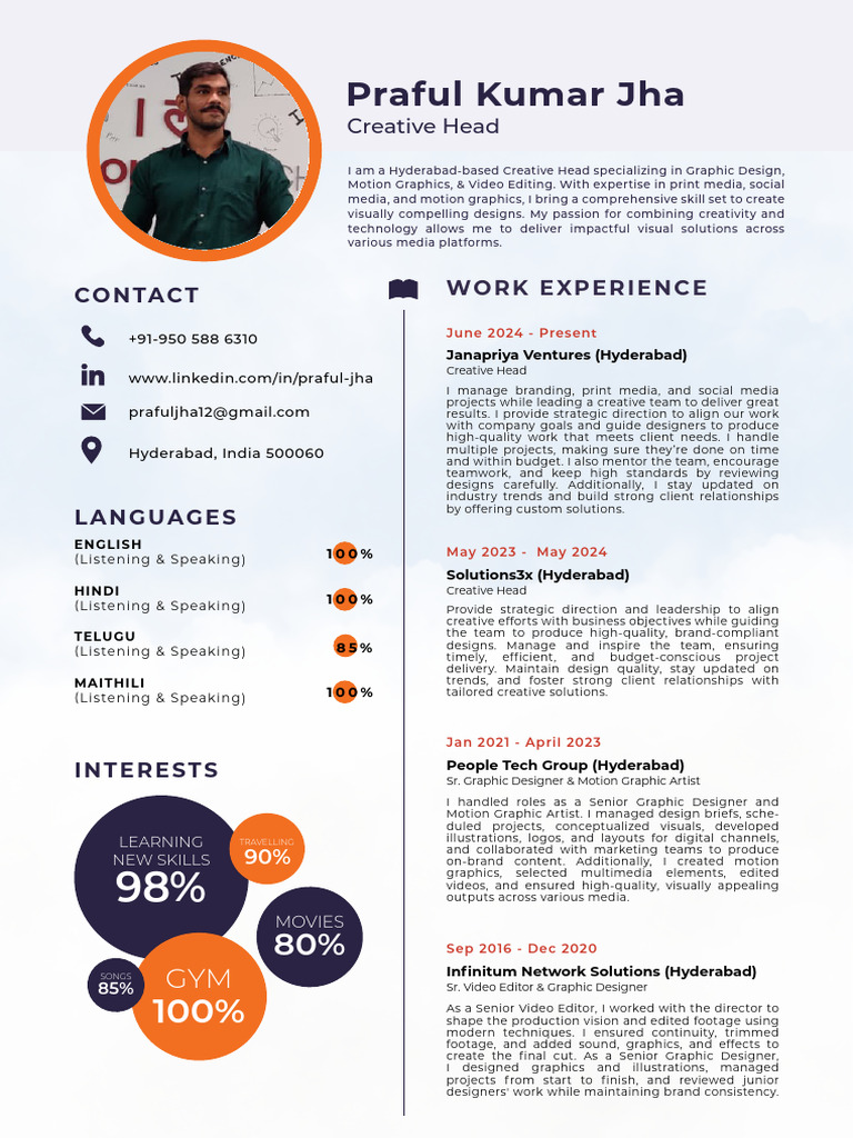 Praful Kumar Jha - Creative Head - Resume - Aug 2024 - 02 | PDF | Human Communication ...