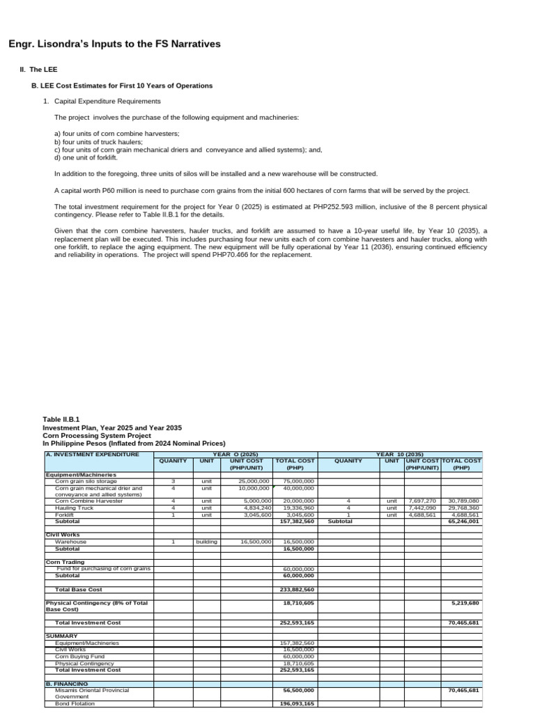 MisOr-Corn FS-Financial Analysis and Other Parts Inputs-Engr Lisondra ...