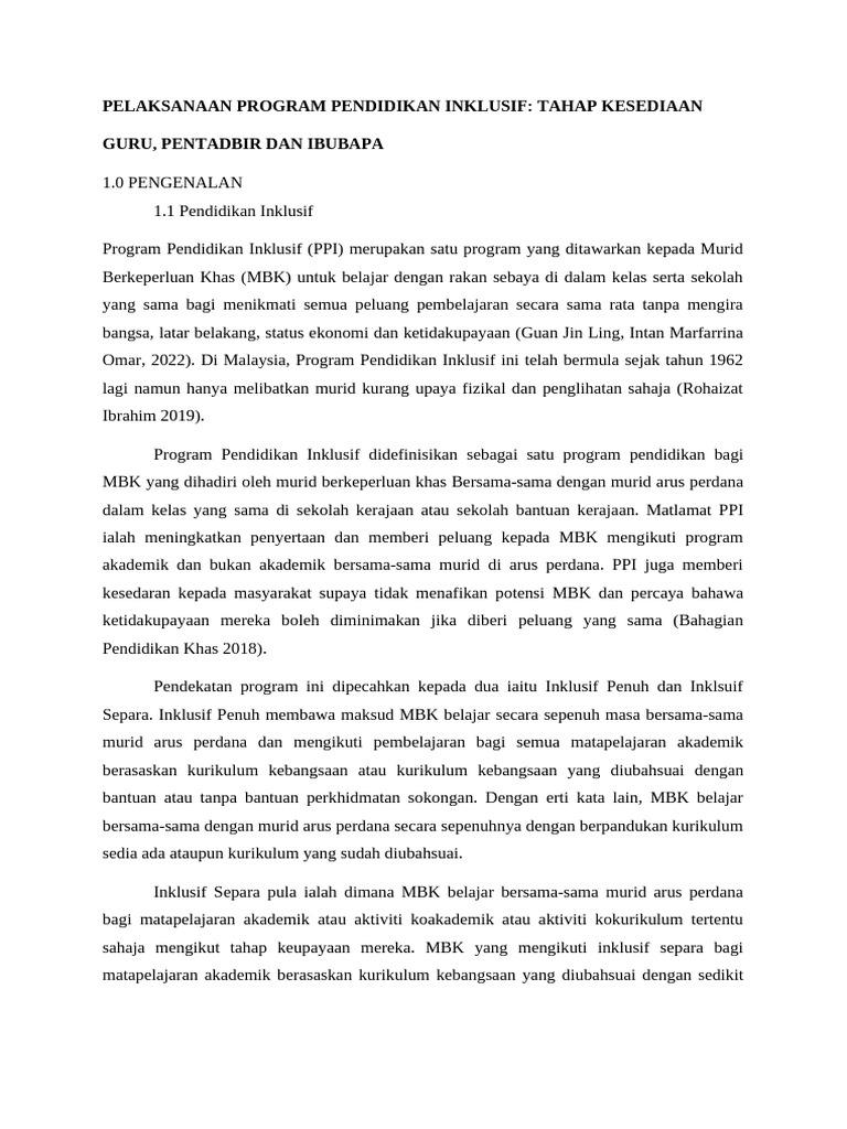 Pelaksanaan Program Pendidikan Inklusif | PDF