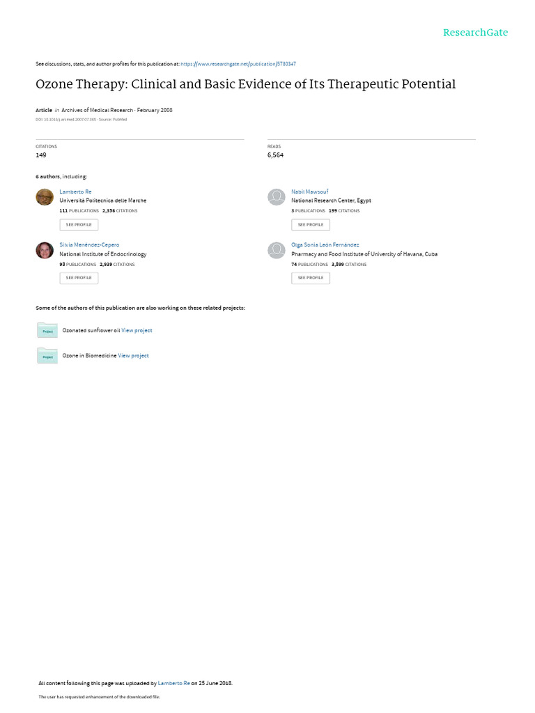 Ozone Therapy: Clinical and Basic Evidence of Its Therapeutic Potential ...