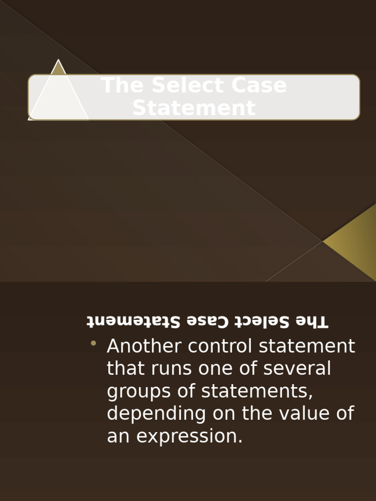 Understanding the Select Case Statement | PDF | Boolean Data Type ...