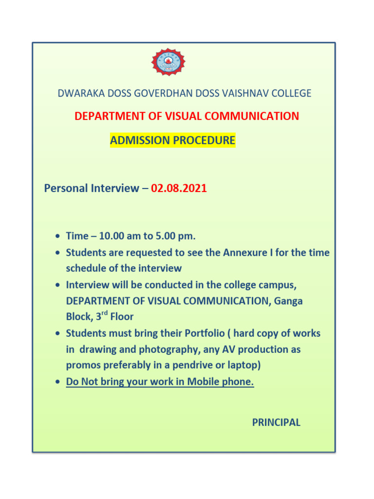 Visual Communication Personal Interview Instructions | PDF